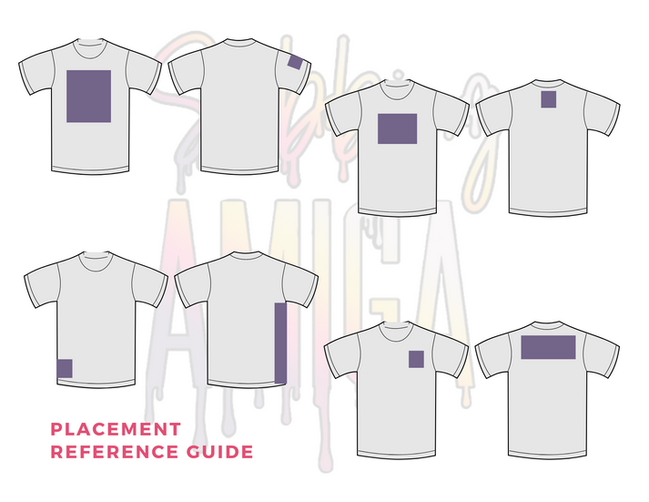 Sublimation Size and Placement Guide Sheet – Amiga Print Co